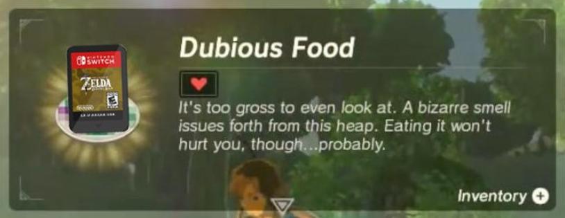 Dubious Food | The Legend of Zelda: Breath of the Wild | Know Your Meme